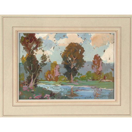 George Demont Otis Painting, Landscape With Trees