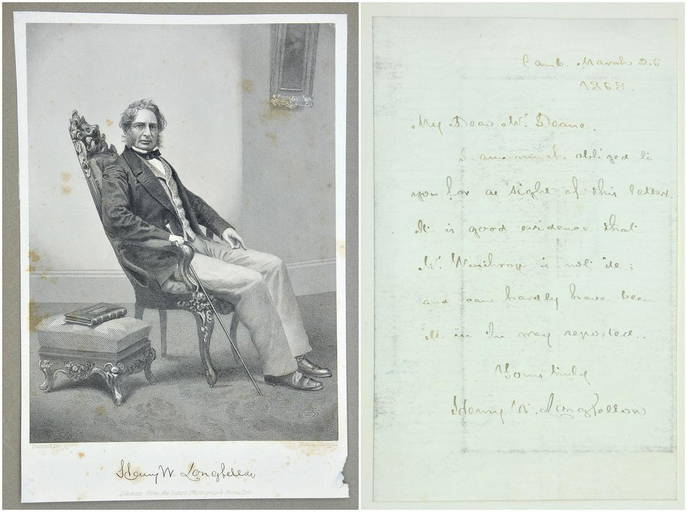 Henry W. Longfellow Handwritten Letter With Signature
