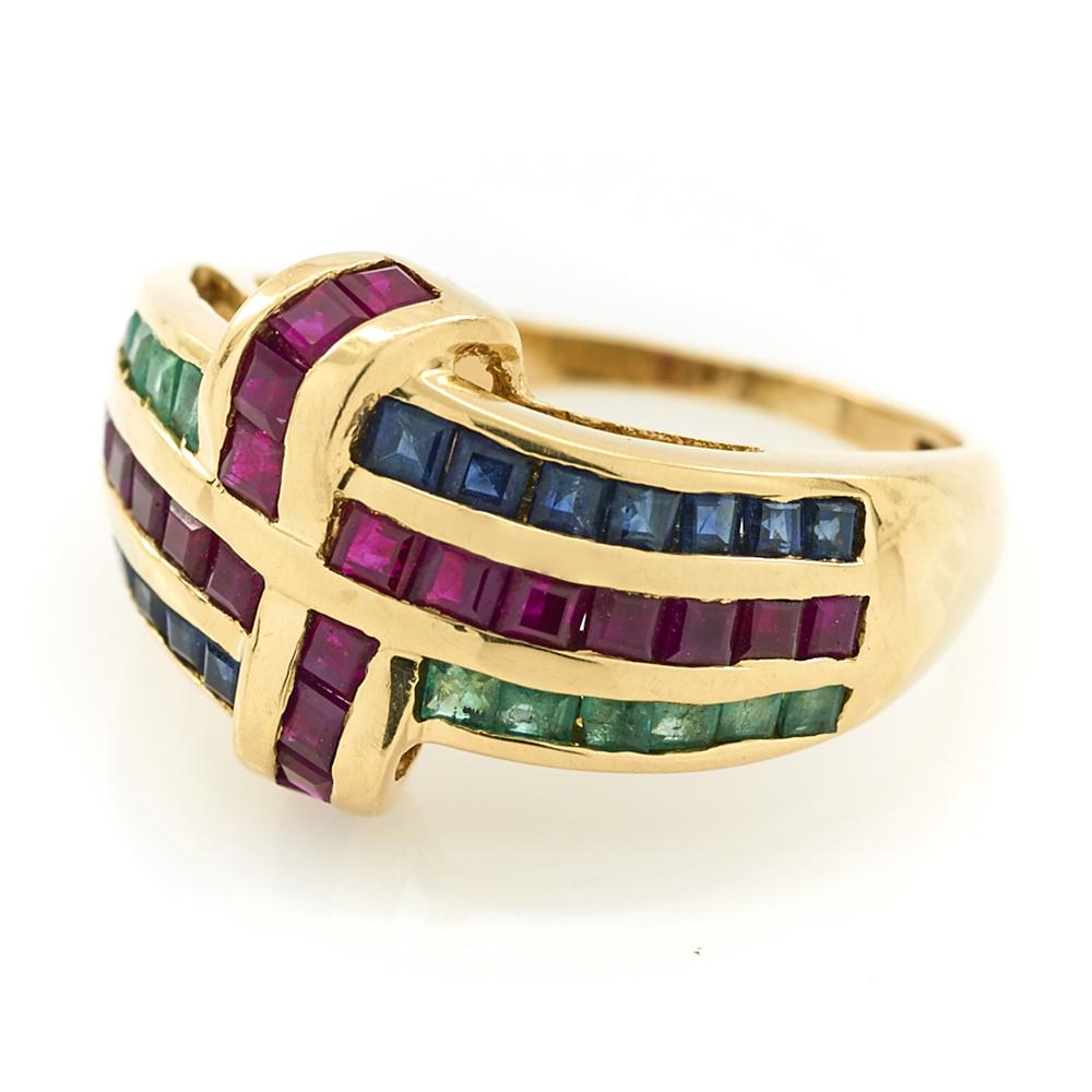 14kyg, Sapphire, Emerald, & Ruby Channel Set Ring