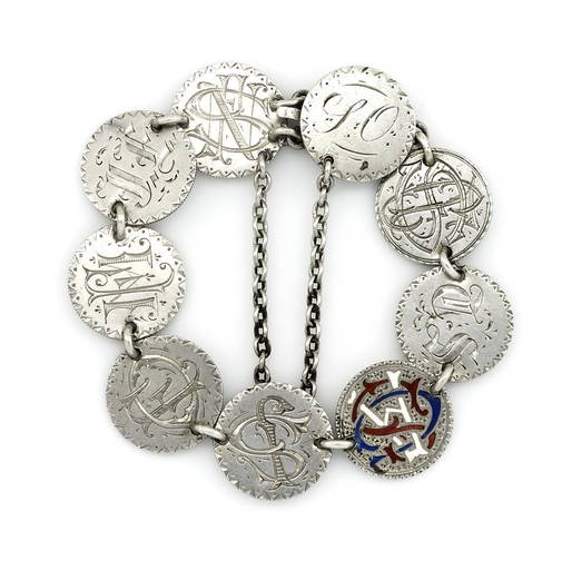 Sterling Silver "love Token" Engraved Coin Bracelet