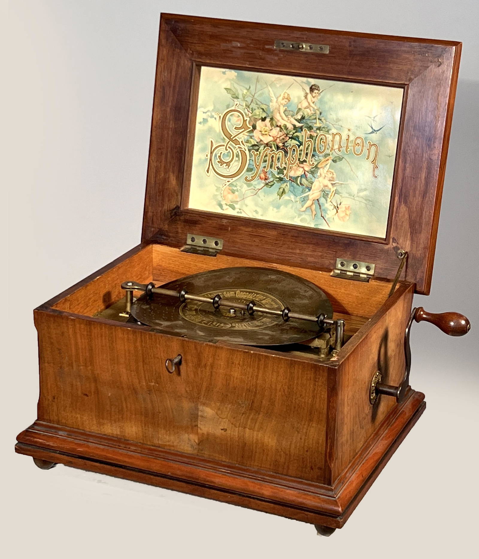 Symphonion Disc Music Box, German, Walnut Case, 15 Discs Auction