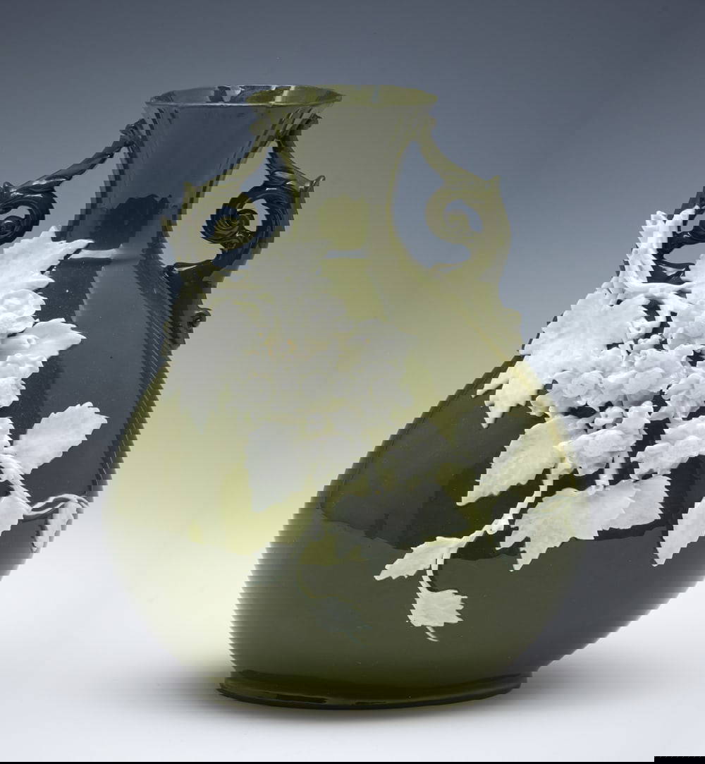 Lotus Ware, Ktk, Olive Green Umbrian Vase With White Flowers - Jun 28 ...