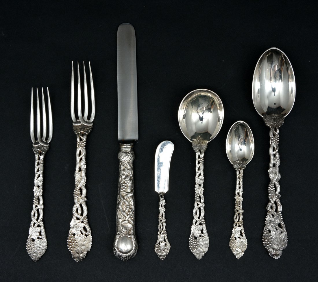 Garrard sterling silver flatware set, 74 pcs.