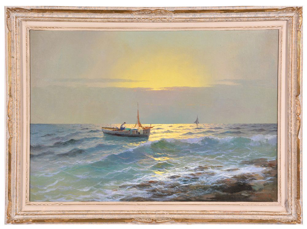 M. Rinaldi (Italian), Painting, Sunset Seascape, - Mar 12, 2016 | San ...