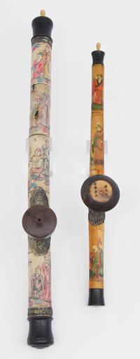 19th C 2 Chinese Opium Pipes: Bone
