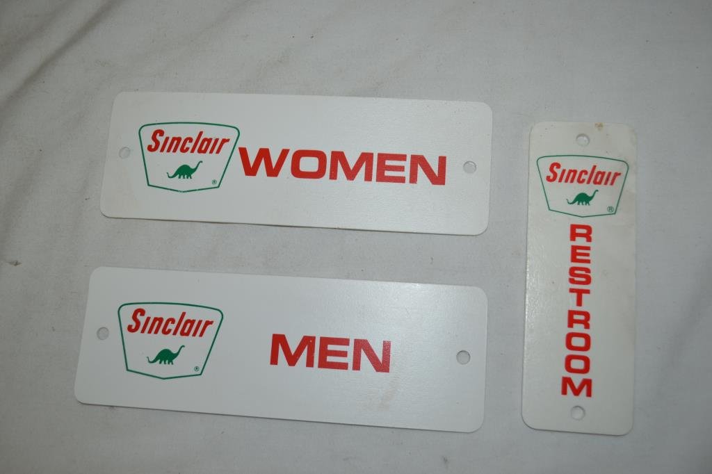 3 Sinclair Gas Station Restroom Door Signs Plastic