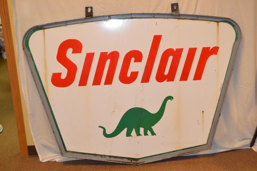 Large Sinclair Metal Sign with Dino