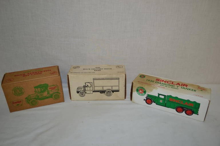3 Sinclair Die Cast Ertl Vehicles W/boxes