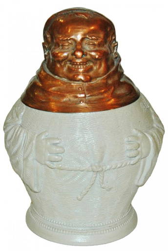 Monk Stoneware Character Stein W Copper Lid