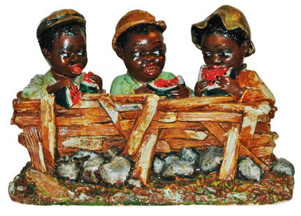 Chalk Figure Of 3 Black Boys Eating Watermelon