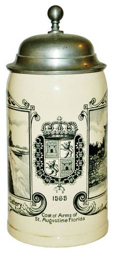 Mettlach St Augustine Shield Souvenir Stein