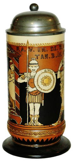 Mettlach Schlitt Comical Guard Soldier Scene Stein