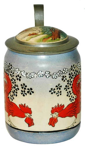 HR Etched Fighting Roosters Stein w Inlay Lid (#0059) on Nov 05, 2022 ...