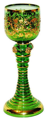 Green Glass Goblet W Gilded Floral Enamel Nov 05 2022 Fox Auctions In Ca