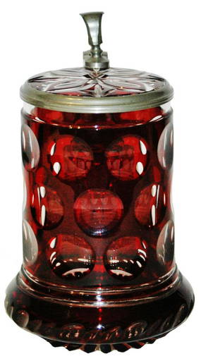c.1850 Bohemian Ruby Glass w Circle design Stein (#0121) on Nov 05 ...