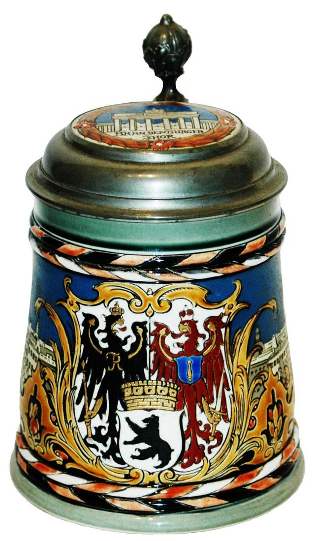 Mettlach Stein Berlin Shield & City View W Inlay Auction
