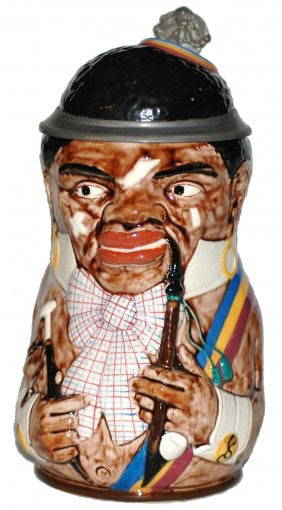 Majolica Black Dueling Student Character Stein Auction