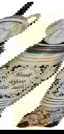 Funnel Man In Barrel Character Stein