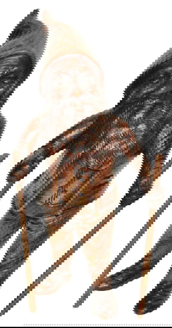 Black Forest Carved Dwarf W Two Walking Sticks Auction