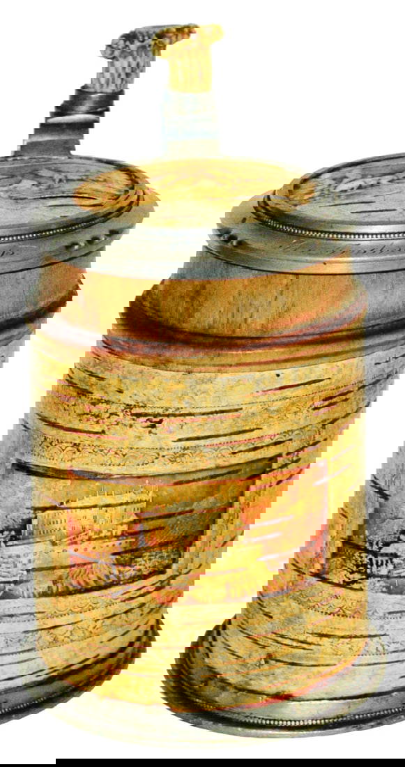 Pressed Cork Over Wood Castle Scene Stein W Horn Auction