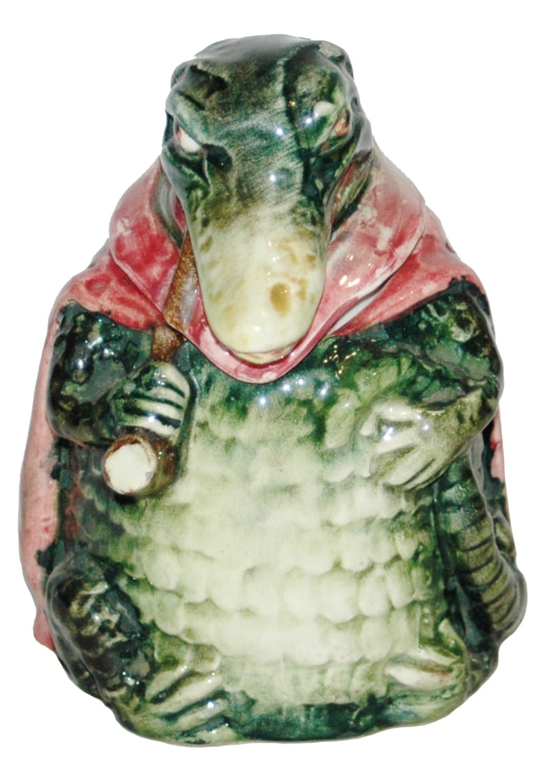 Alligator Wcape Pipe Austrian Majolica Tobacco Jar