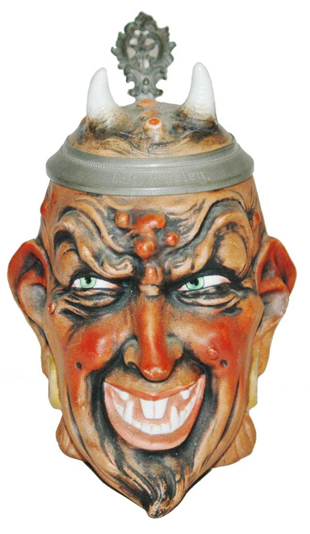 Bohne Satan Porcelain Character Stein Auction