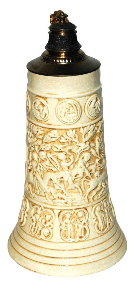 Uncommon 2l Stag Hunt Zsolnay Stein Auction