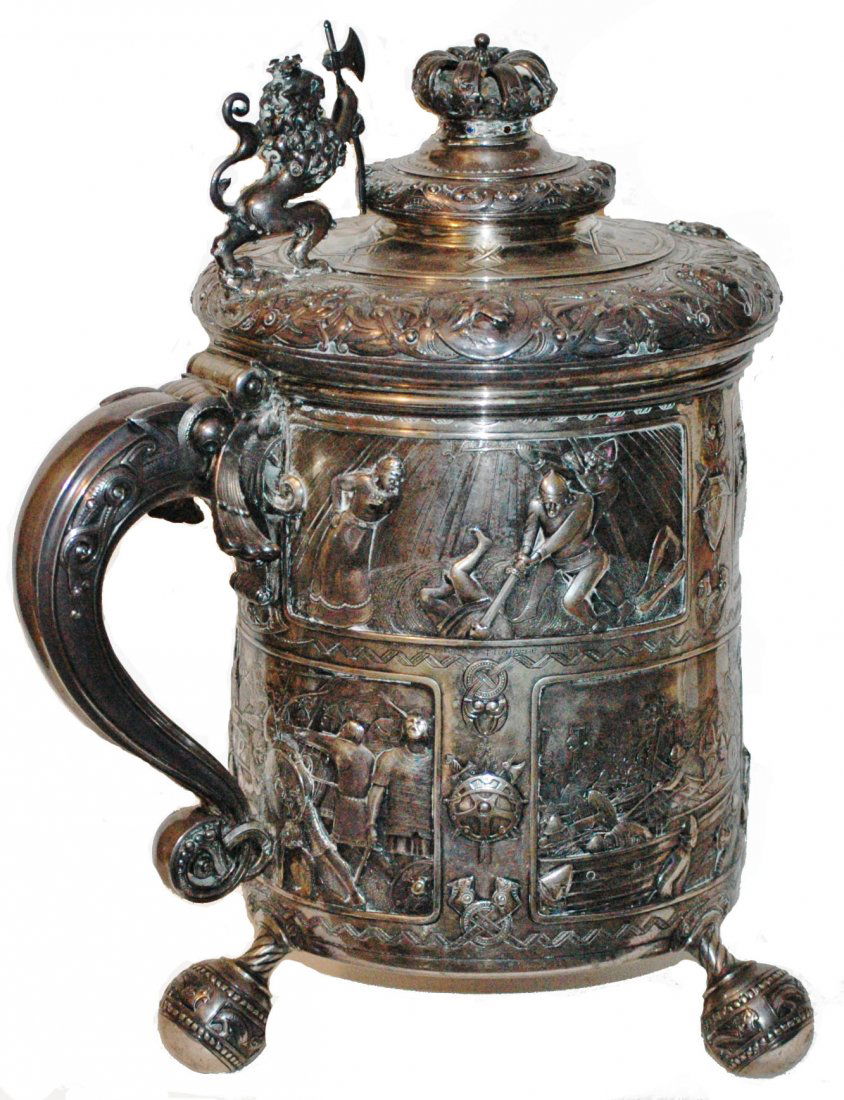 Spectacular Detailed Norwegian 2L Silver Tankard