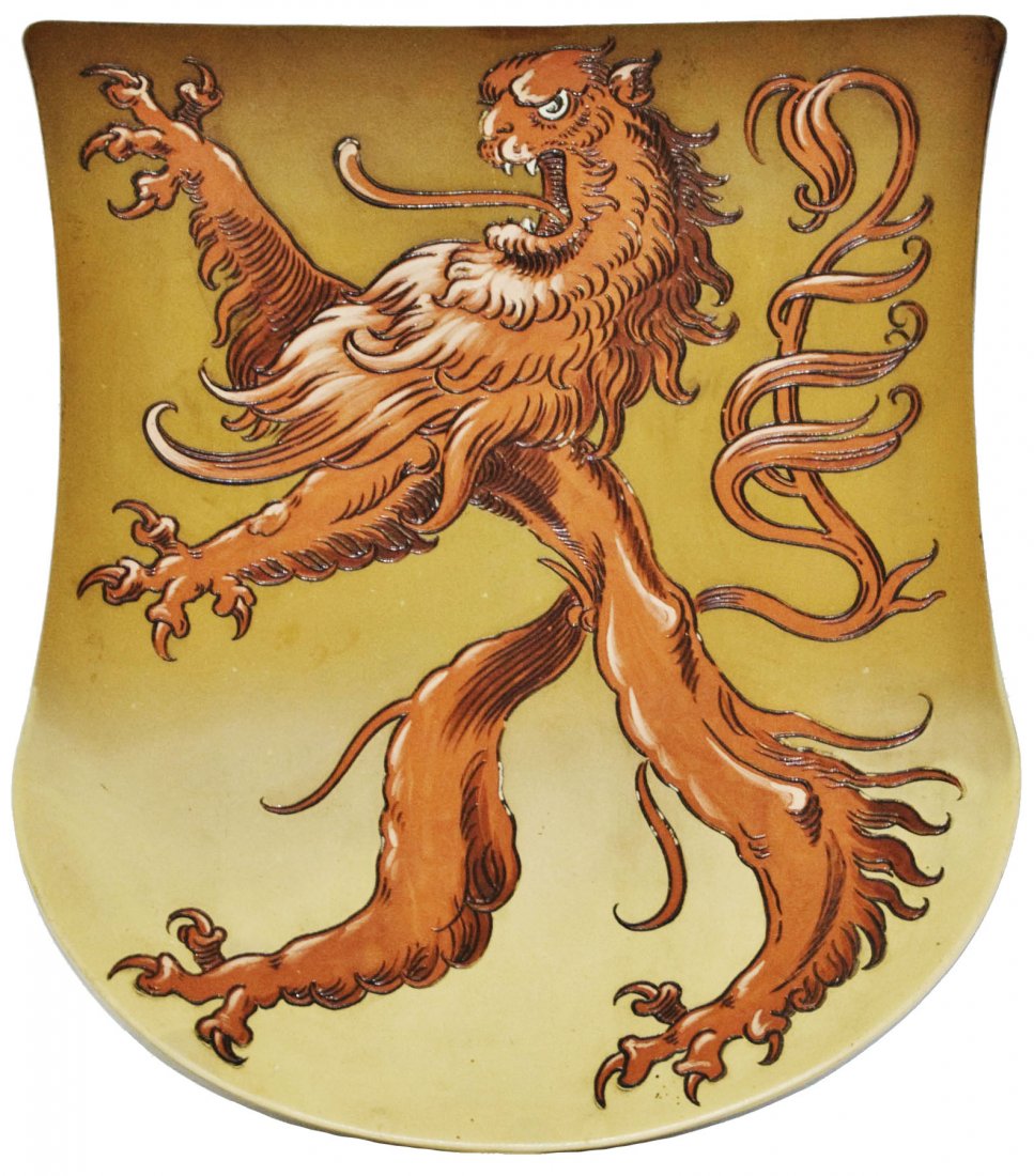 Rampant Lion Mettlach Shield Plaque