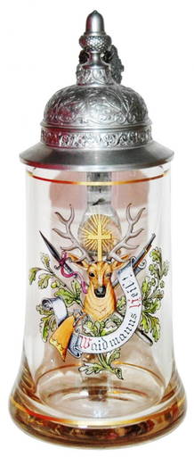 St Hubertus Stag Scene Glass Stein
