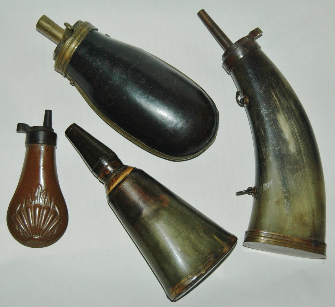 Group Of Four Powder Horns