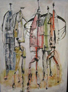 Harold Gregor Figures Oil On Masonite, 1