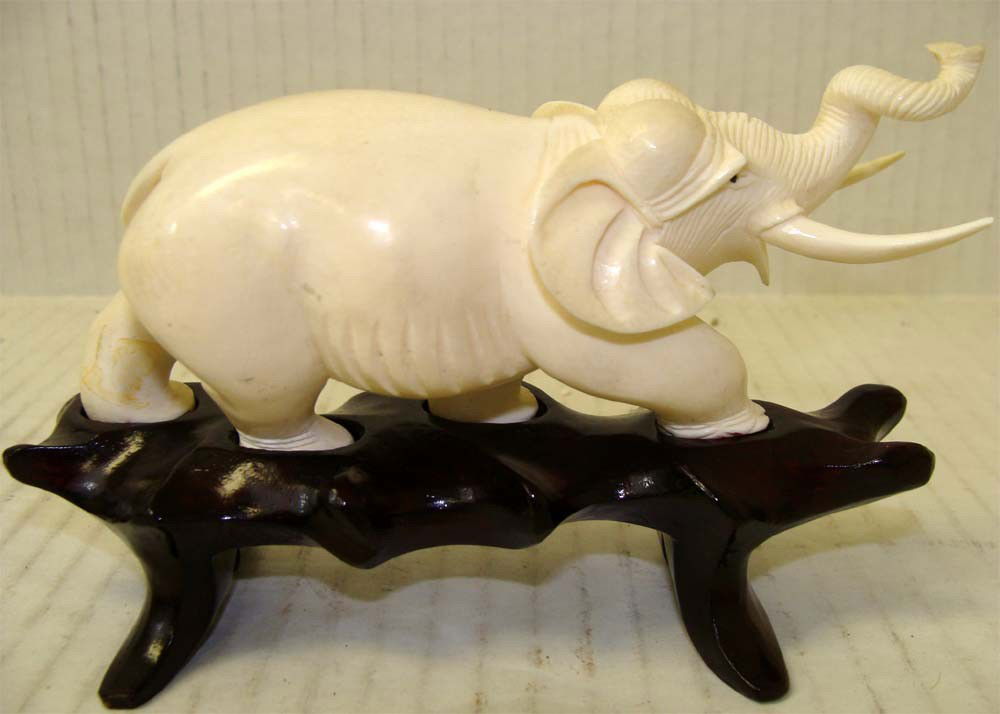 Antique Chinese Carved Ivory Elephant Figure 6" Long