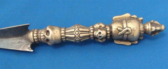 Antique Tibetan Nepal Ceremonial Bronze Phurba Dagger : Lot 5551