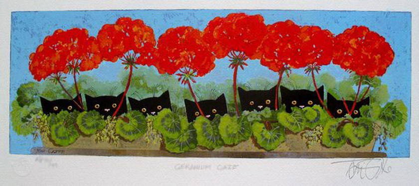 Toni Goffe Geranium Gaze Hand Signed