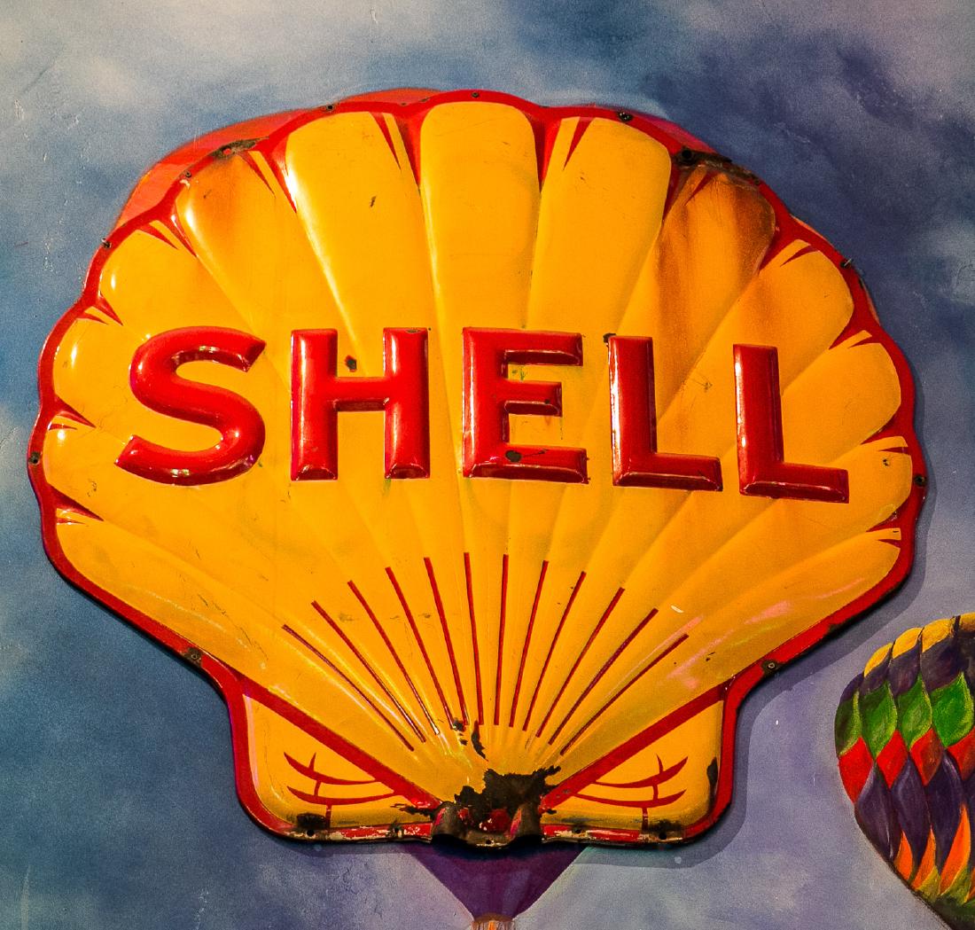 Vintage Enamel Shell Gas Sign