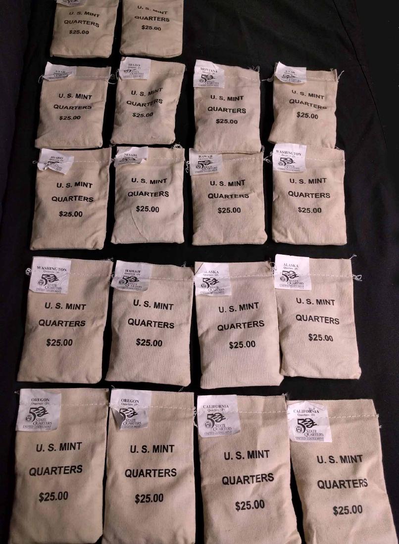 (18) $25 Sealed US Mint Bags of State Quarters
