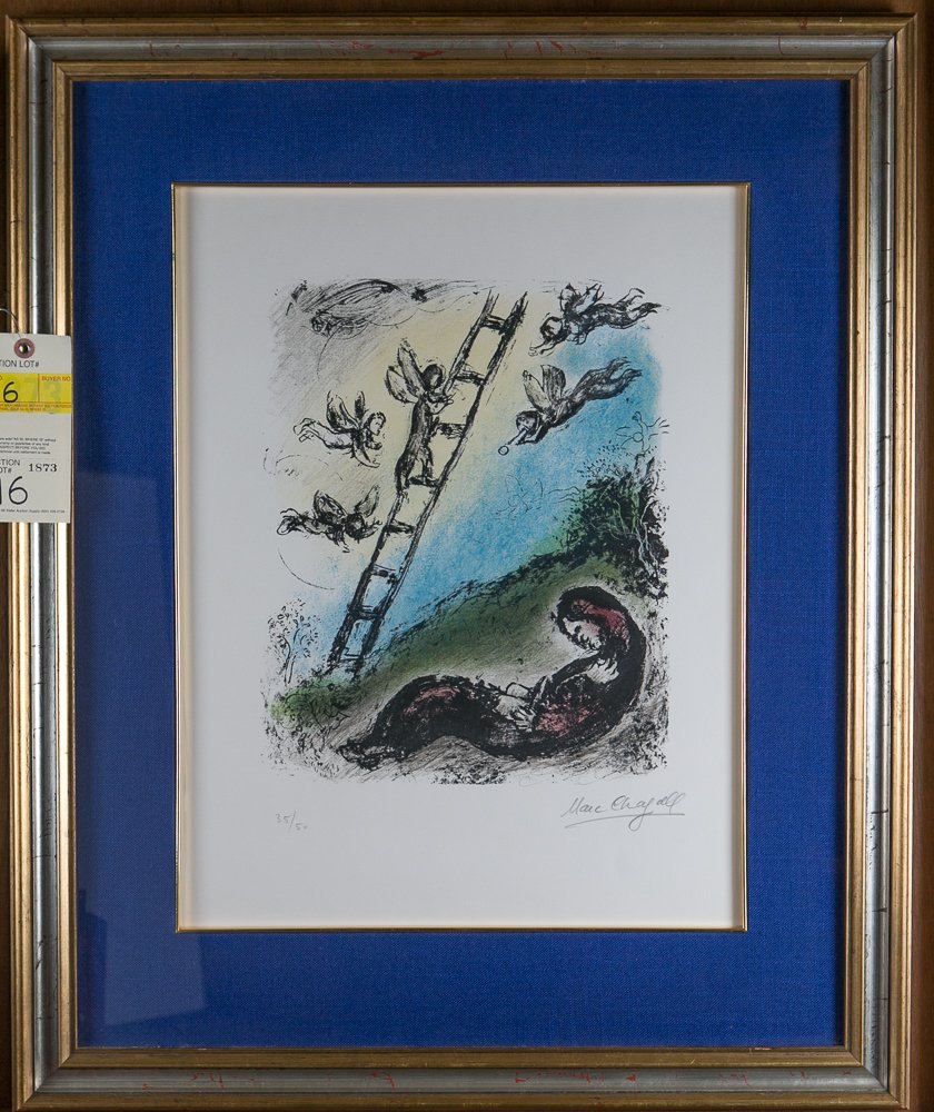 Marc Chagall Jacob and The Angels Lithograph