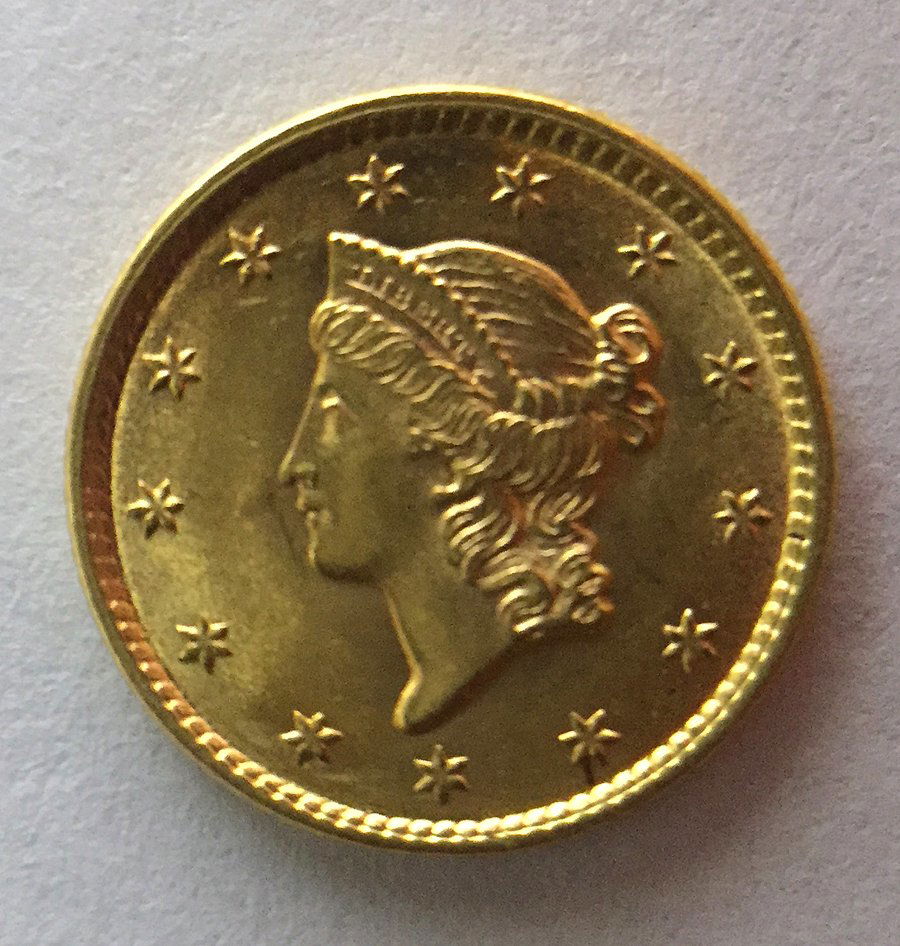 1852 $1 Liberty Head Type I Gold Coin
