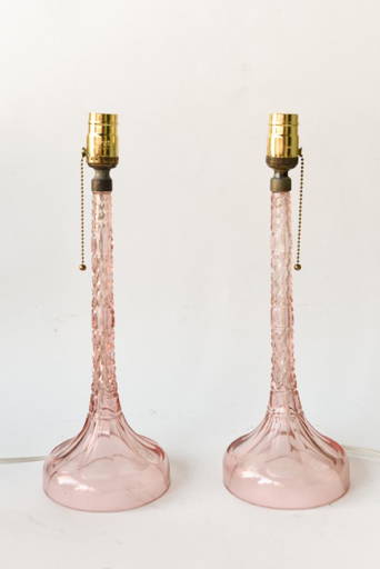 Pink Depression Glass Lamps