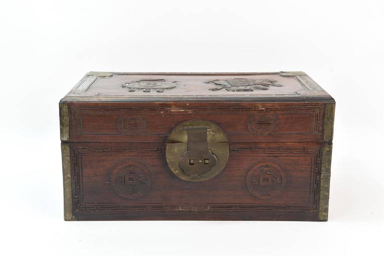 19th C. Carved Chinese Wooden Box