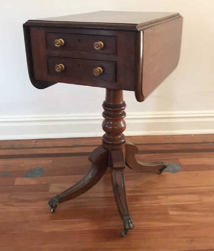 Antique Two Drawer Drop Side Work Table