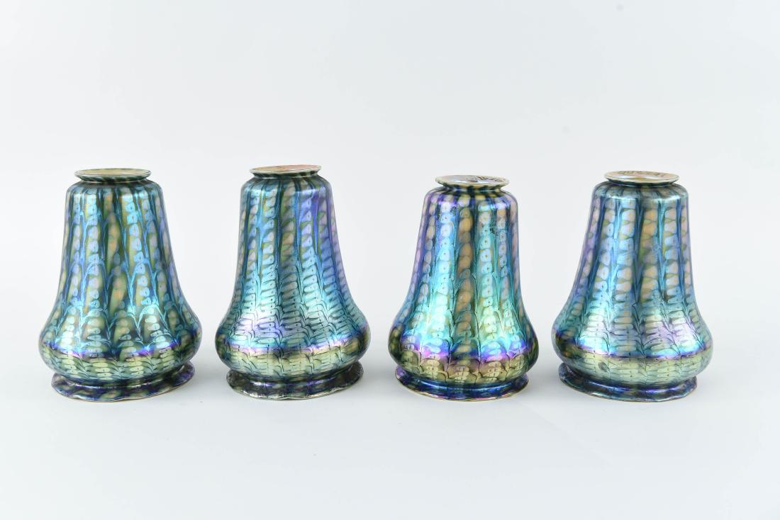 (4) Quezal Iridescent Glass Shades