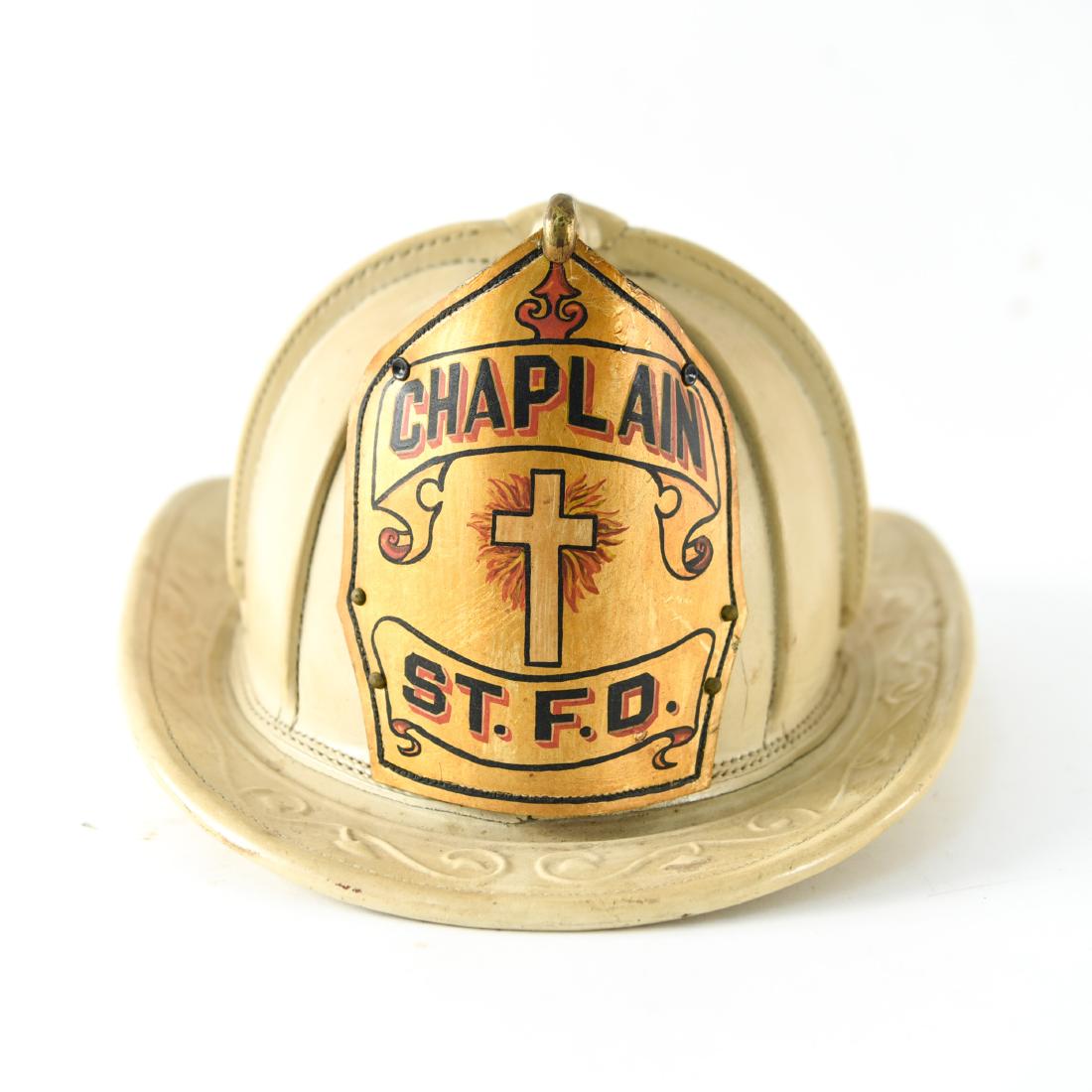 CAIRNS LEATHER CHAPLAIN FIRE HELMET