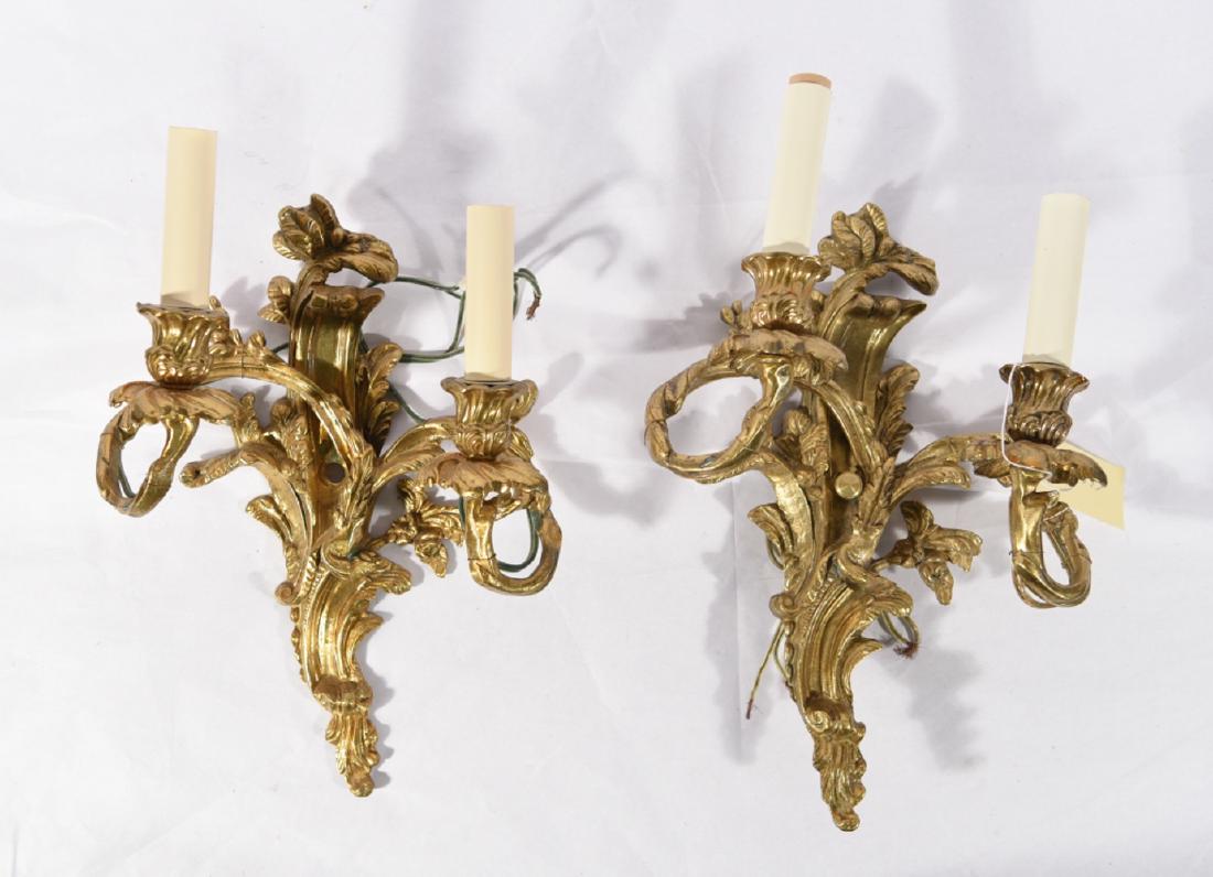 Vintage Brass Rococo Style Sconces