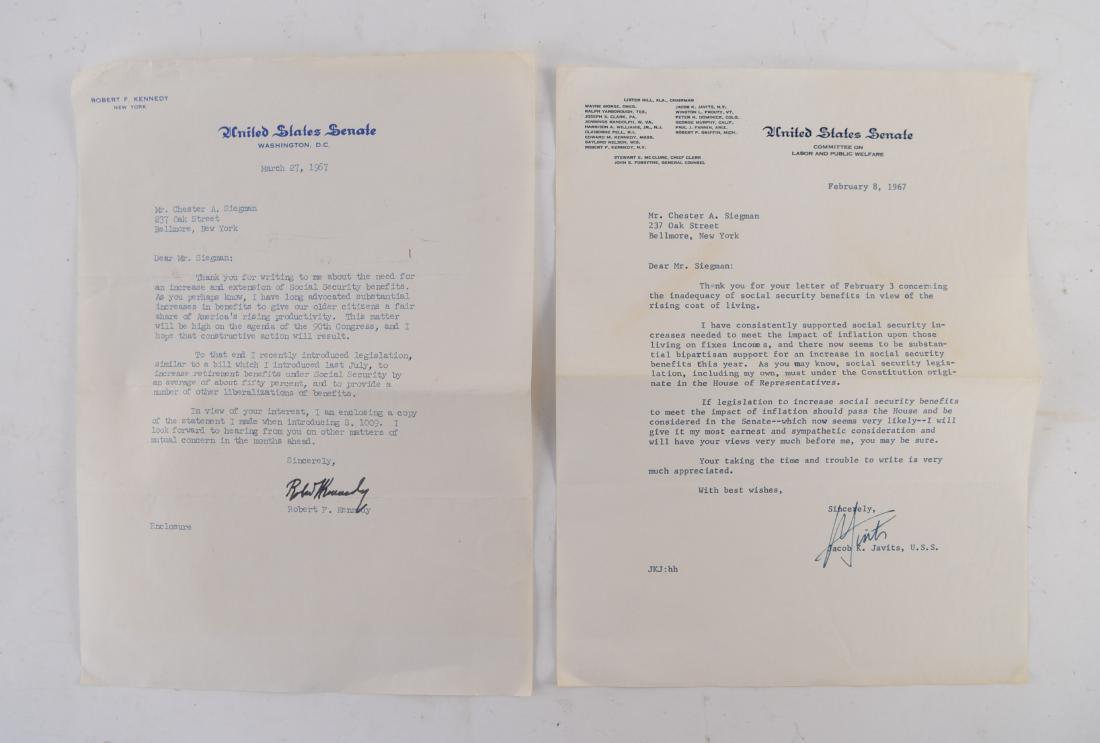 Robert F. Kennedy & Jacob Javitz Us Senate Letters