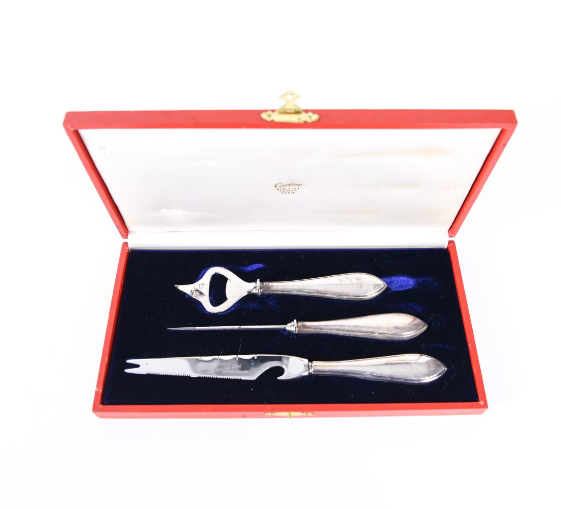 CARTIER COCKTAIL PARTY SET W/ STERLING HANDLES