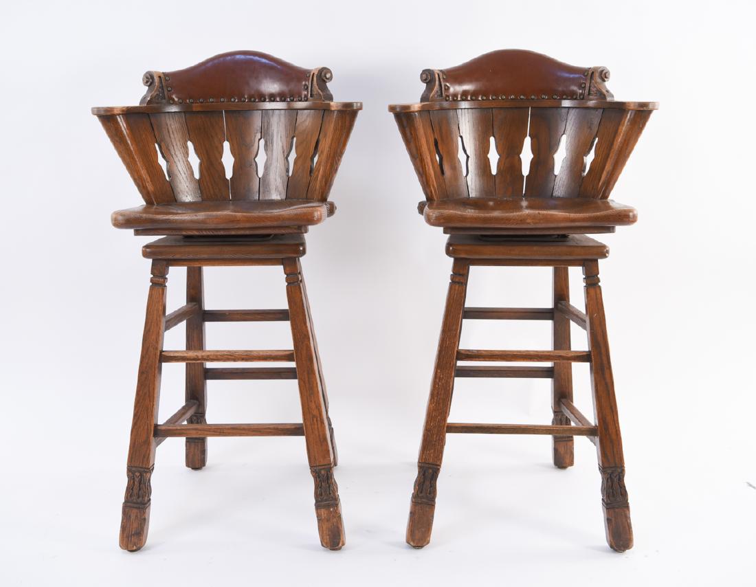Pair Of Romweber Viking Oak Bar Stools