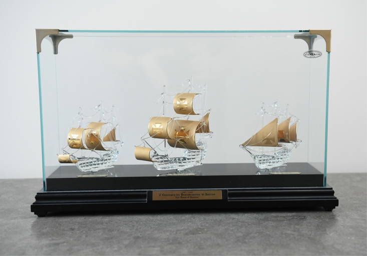 Hand Blown Spun Glass Ships Display