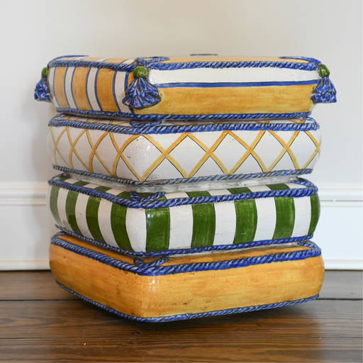 Mid Century Italian Ceramic Pillow Stack Table
